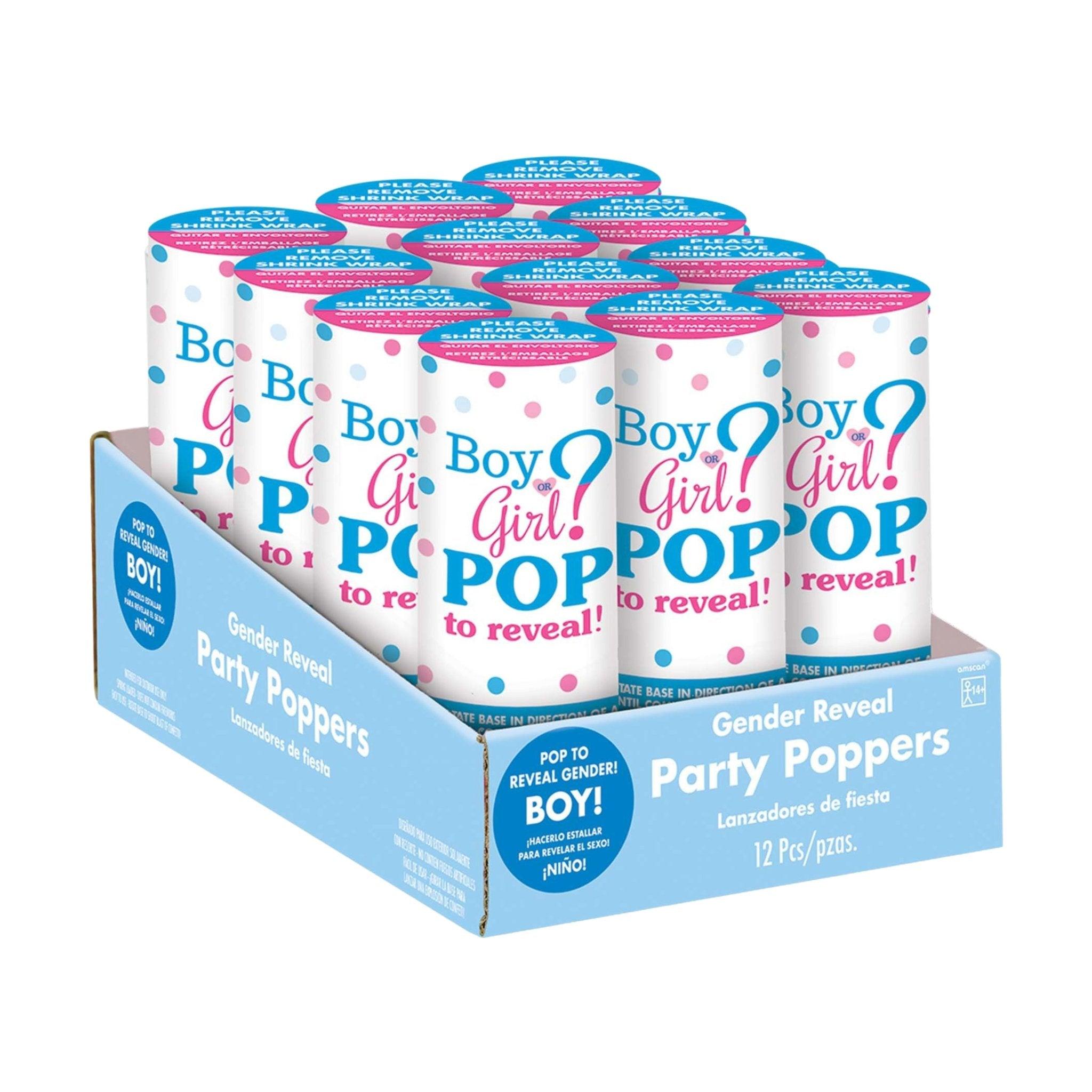 Baby Boy Blue Confetti Gender Reveal Poppers | Amazing Pinatas ...