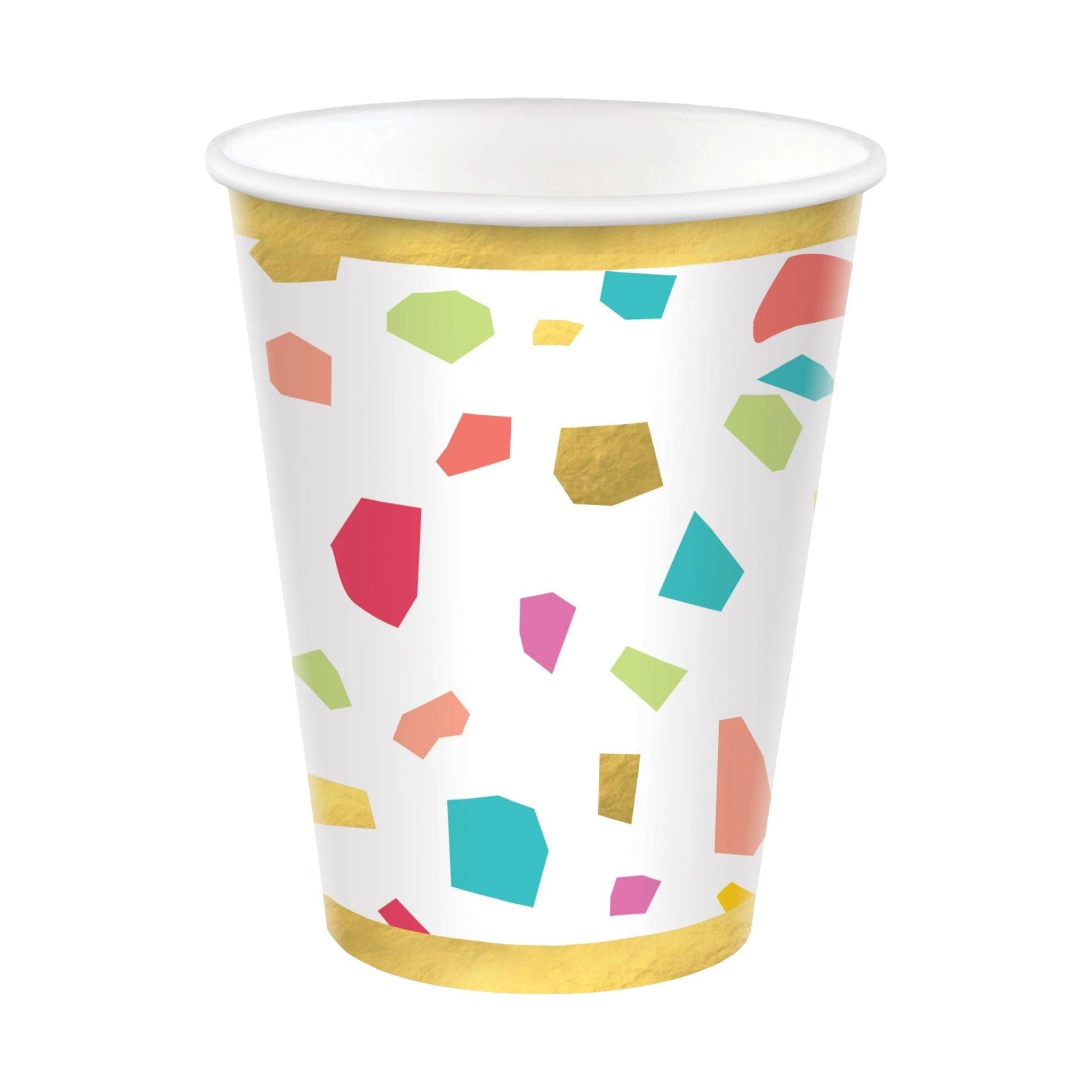 Rainbow Confetti Terrazzo Party Beverage Cups 12oz, Pack of 20 ...