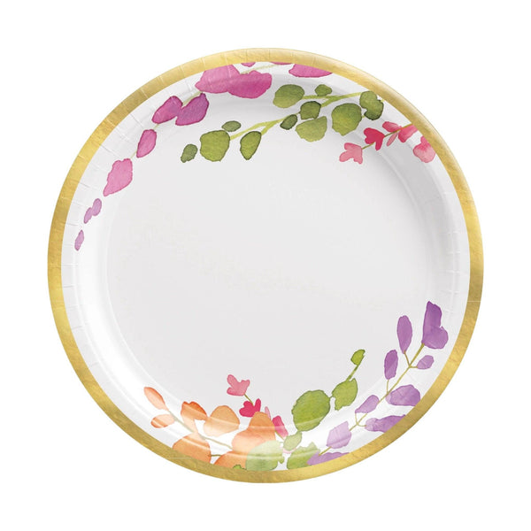 Romantic Floral Party White Dinner Plates, Pack of 8 | Amazing Pinatas ...