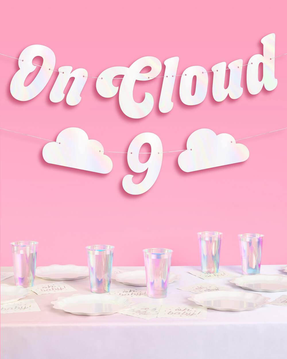 Cloud Nine Banner - white iri foil banner – Amazing Pinatas